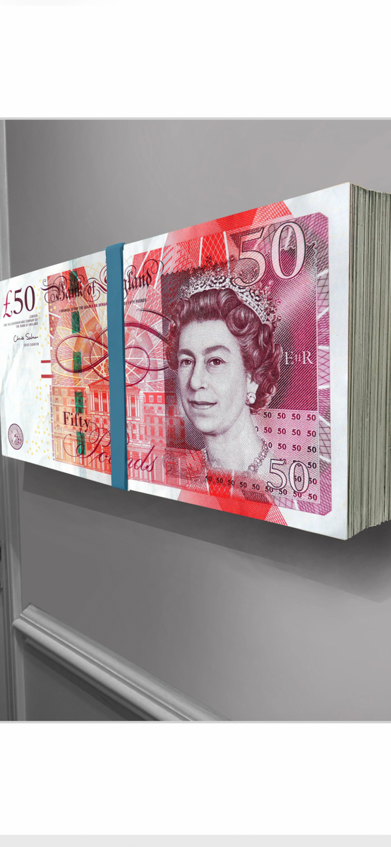 British 60 pound big Money Stack 3D ready to hang wall Sculpture – PA ...
