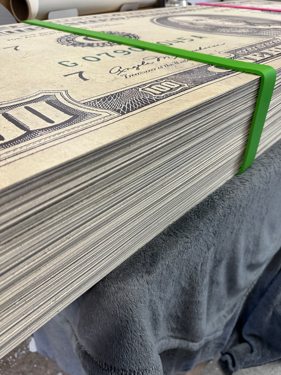Big Money 80s (old 100 from 1986) Stack 3D ready to hang wall Sculptur ...